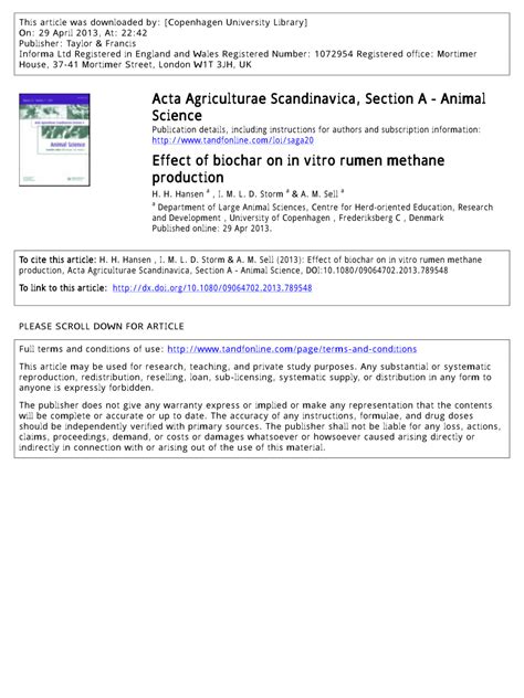 Pdf Effect Of Biochar On In Vitro Rumen Methane Production