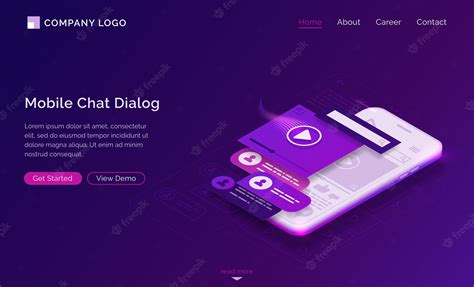 Free Vector Mobile Chat Dialog Isometric Landing Page