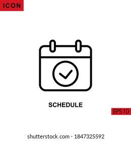 Icon Schedule Calendar Check Mark Outline Stock Vector Royalty Free