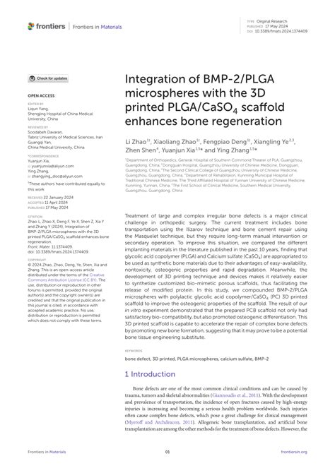 Pdf Integration Of Bmp 2plga Microspheres With The 3d Printed Plgacaso4 Scaffold Enhances