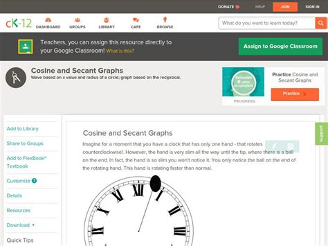 Ck 12 Trigonometry Cosine And Secant Graphs Unit Plan For 10th 12th Grade Lesson Planet