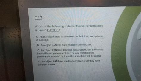 Solved Which Of The Following Statements About Constructors