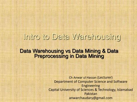 Intro To Data Warehousing Lecture 17 Ppt