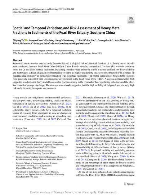 Spatial And Temporal Variations And Risk Assessment Of Heavy Metal