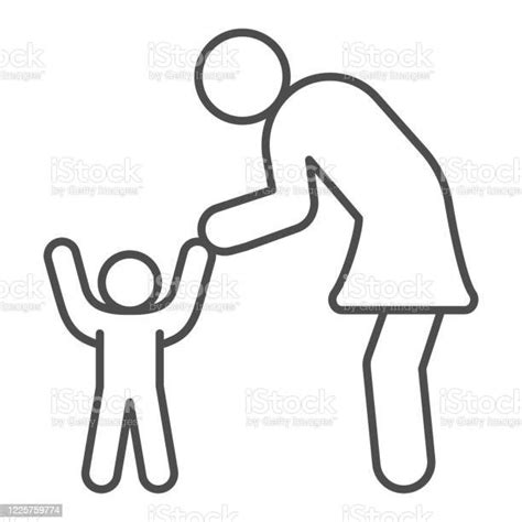 어머니와 아들 얇은 라인 아이콘 1 6 월 어린이 보호의 날 개념 엄마와 그녀의 아기 기호 흰색 배경 아이 와 부모 아이콘 개요 스타일 모바일 및 웹 디자인 벡터 그래픽 0