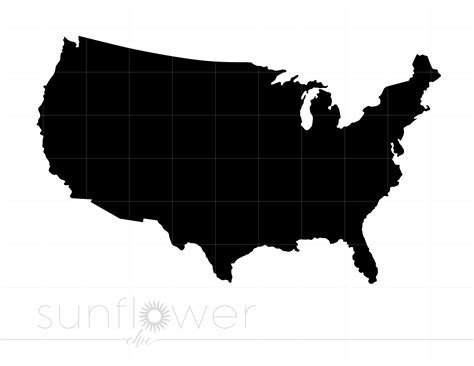 Us Silhouette Svg Us Map Clipart United States Silhouette Cut File