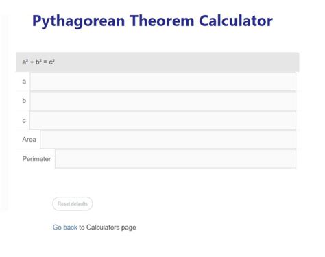 Pythagorean Theorem Calculator Example Free Excel Templates