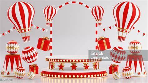 놀이 공원 서커스 많은 놀이기구와 상점 서커스 텐트 3d 그림이 있는 카니발 박람회 테마 연단을 위한 3d 렌더링 Carnival에 대한 스톡 사진 및 기타 이미지 Istock