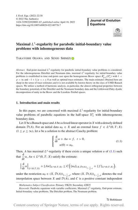 Pdf Maximal L1 Regularity For Parabolic Initial Boundary Value