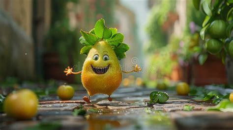 Diseño De Personajes De Fruta La Animada Caricatura De Pera Rebota