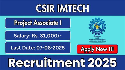 Csir Imtech Project Associate I Recruitment 2025 Apply Online For 01