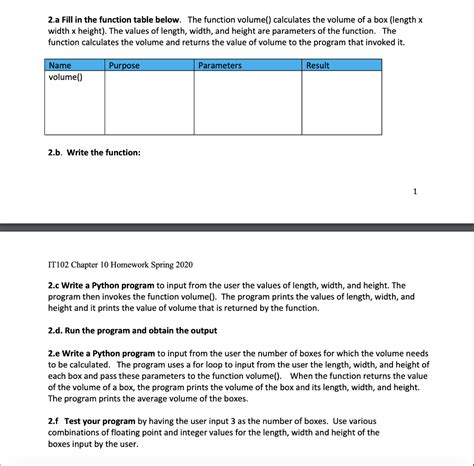 Solved 2a Fill In The Function Table Below The Function