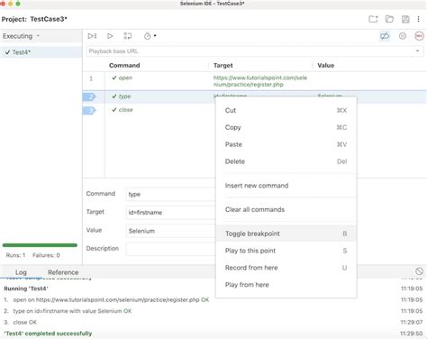 Selenium Ide Debugging