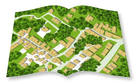 3d Render Of An Opened Photo Book Of An Imaginary City Map With