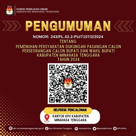 KPU Mitra Umumkan Pemenuhan Persyaratan Dukungan Perseorangan Calon