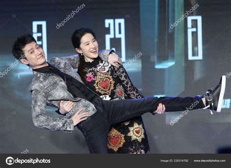 Chinese Actress Liu Yifei Right Chinese Actor Feng Shaofeng Attend Stock Editorial Photo