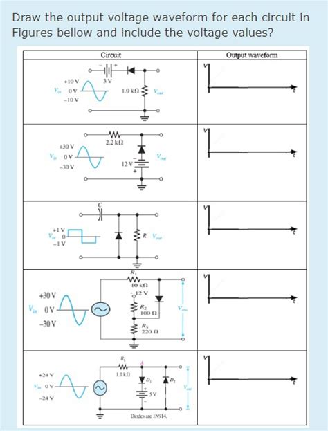 Solved Draw The Output Voltage Waveform For Each Circuit In Chegg