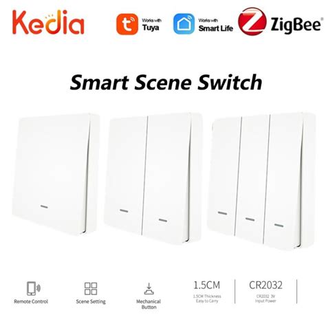 tuya zigbee smart switch 1 2 3 gang wireless wall push button scene switch battery powered smart