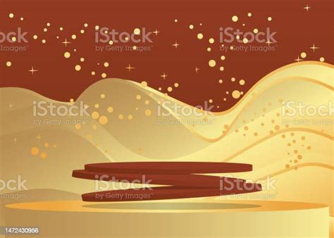 브라운과 골드 실린더 받침대 연단 추상 모형 제품 디스플레이 프레젠테이션을 위한 최소한의 기하학적 무대 쇼케이스 현실적인 벡터 3d 형태 빈 장면 0명에 대한 스톡 벡터