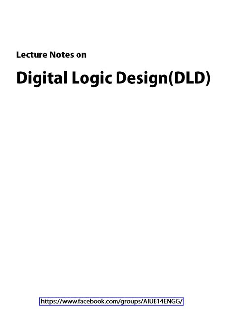 Lecture Notes On Digital Logic Design Dld Pdf