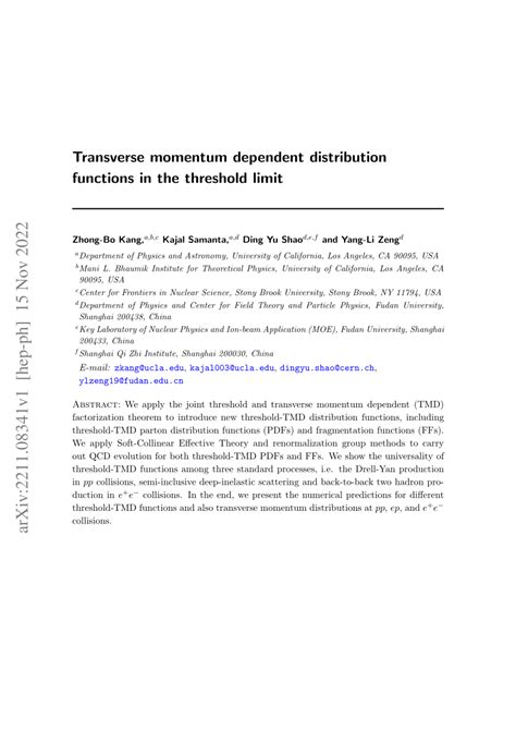Pdf Transverse Momentum Dependent Distribution Functions In The