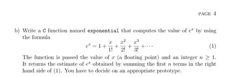 Solved Write A C Function Named Exponential That Computes Chegg