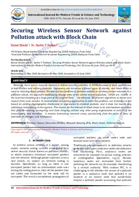 Pdf Securing Wireless Sensor Network Against Pollution Attack With