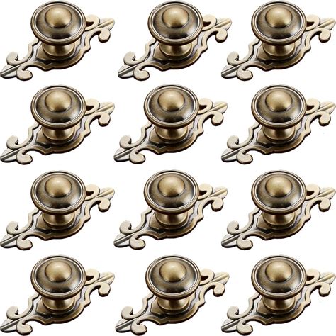 Tverghvad Antique Brass Cabinet Knobs [12 Pack] Vintage Round Drawer