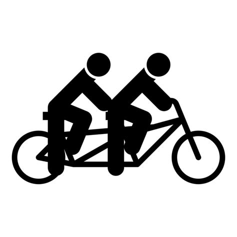 Two People On Tandem Bicycle Ride Together Bike Team Concept Riding