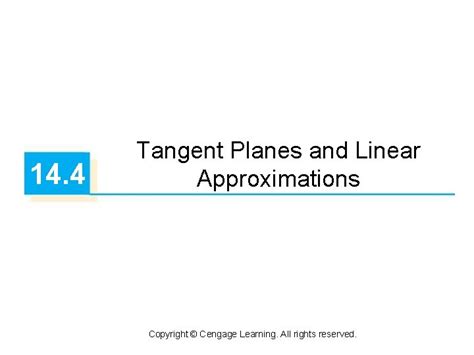 14 Partial Derivatives Copyright Cengage Learning All Rights