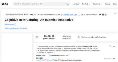 Cognitive Restructuring An Islamic Perspective [scite Report]