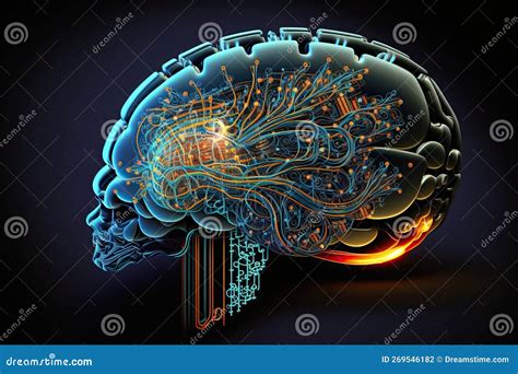 Futuristic Brain of Artificial Intelligence with Neural Connections. Generative AI Stock ...
