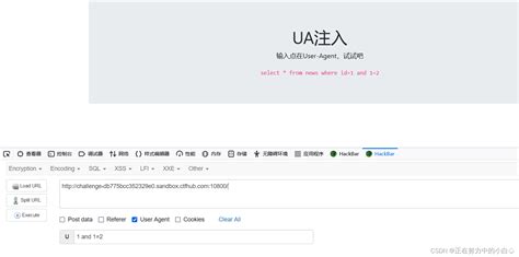 Ctfhub Cookie注入，ua注入，refer注入，过滤空格（利用hackbar插件）buuctf 上hackbar