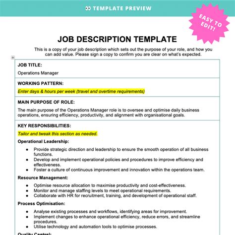 Operations Manager Job Description Template Modern Hr