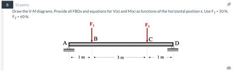 Solved 8 DO 15 Points Draw The V M Diagrams Provide All Chegg Com