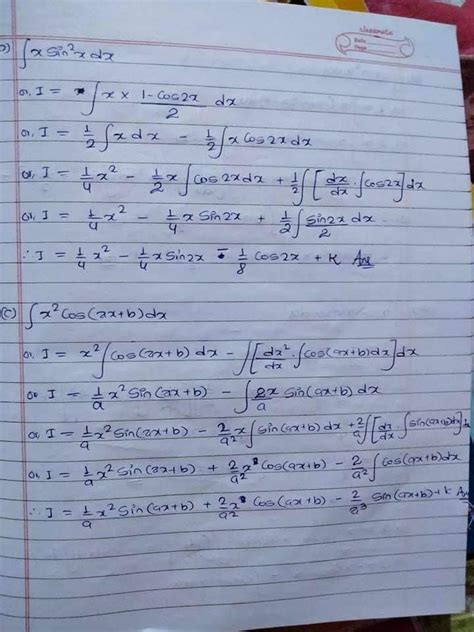 Antiderivatives ~ Integration By Parts Class 11 Math Note Library Educational Content