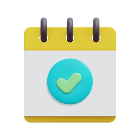 일정 아이콘 벡터에 3d 확인 표시 흰색 배경에 격리됨 3d 후속 성공 승인 완료 및 목표 개념 만화 최소한의 스타일 3d 일정 아이콘 벡터 렌더링 그림 프리미엄 벡터