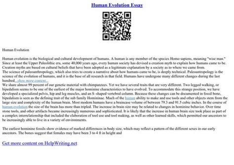 Essay On Human Evolution Pdf Biological Sciences Science