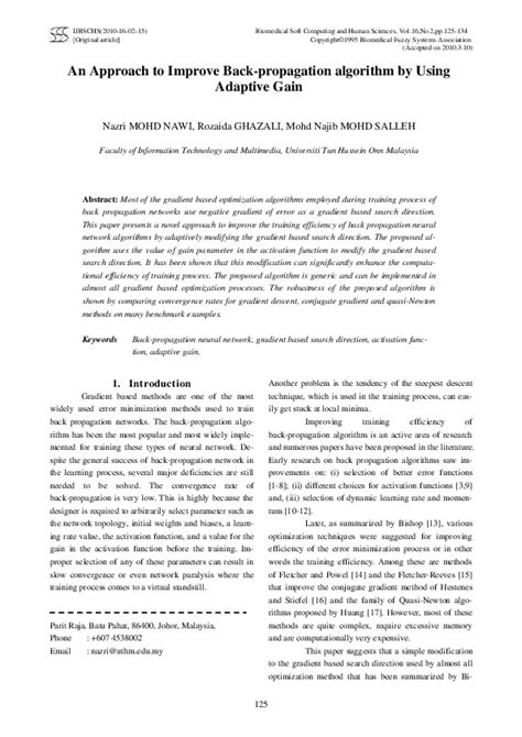 Pdf An Approach To Improve Back Propagation Algorithm By Using Adaptive Gain