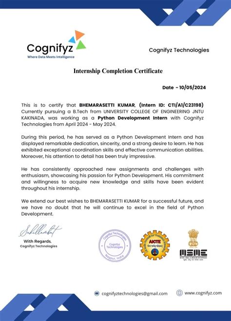 Bhemarasetti Kumar On Linkedin Pythondevelopment Cognifyz