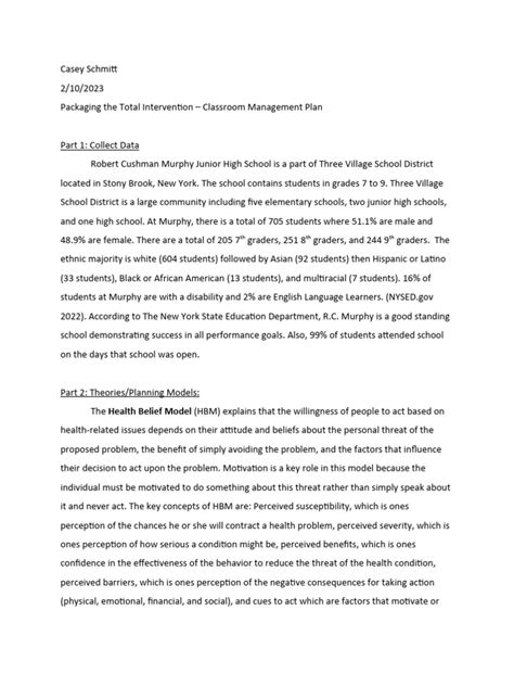 Packaging The Total Intervention Class Managment Plan Pdf Learning Cognitive Science