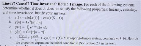 Solved Linear Causal Time Invariant Hotel Trivago For