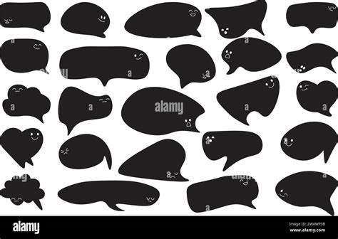 Set Of Speak Bubble Text With Emotional Chatting Box Message Box