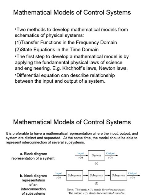 mathematical models of control systems pdf electrical network amplifier