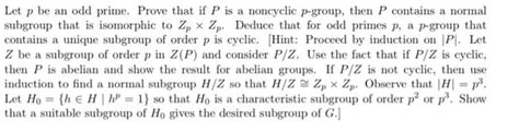 solved let p be an odd prime prove that if p is a noncyclic