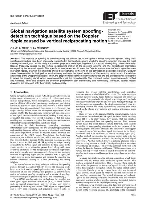A Novel Gnss Spoofing Detection Technique Based On The Doppler Ripple