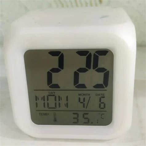 Rectangular White Base LED Digital Clock Battery Size Dimension 18 X 15 X 11 Inch L X W X