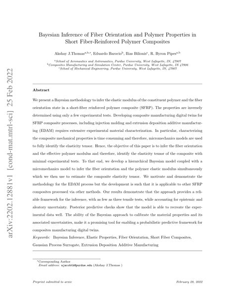 Pdf Bayesian Inference Of Fiber Orientation And Polymer Properties In