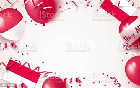 17 8 월입니다 풍선 깃발 색종이와 인도네시아 독립 기념일 축 하 배경 17에 대한 스톡 벡터 아트 및 기타 이미지 17