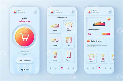 Online Shopping Unique Neomorphic Design Kit For Mobile App Neomorphism